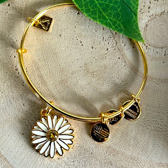 Alex and Ani | Jewelry | 5 Alex And Ani Daisy Shiny Gold Bangle | Poshmark